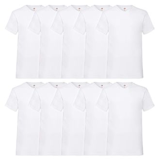 Fruit Of The Loom 10 T Shirts V-Neck M L XL XXL V-Ausschnitt Diverse Farben ausw&auml;hlbar (3XL, Weiss)