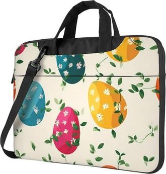 Generic Sac pour ordinateur portable de 15,6, motif fleurs de P&acirc;ques avec bandouli&egrave;re, housse de protection antichoc pour ordinateur portable pour homme et fe
