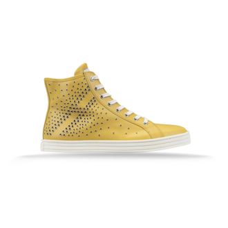 Hogan Hohe Leder-Sneakers mit Silbernen Metall-Details - - Shoes - Damen - Gelb - 40 EU