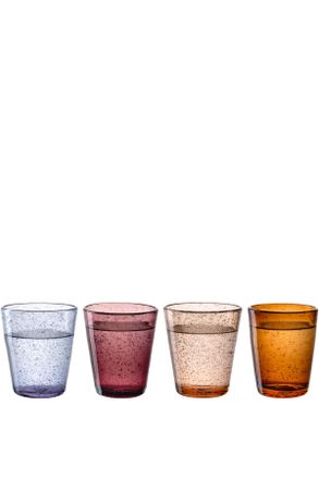 Leonardo Gl&auml;serset Burano, Braun, Lila, Orange, Bordeaux, Glas, 4-teilig, 330 ml, 9x10x9 cm, Essen & Trinken, Gl&auml;ser, Gl&auml;ser-Sets