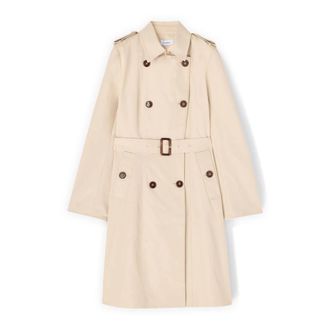 Motivi Doppelreihiger Trenchcoat aus Baumwollmischgewebe mit G&uuml;rtel - - Coats - Damen - Beige - M