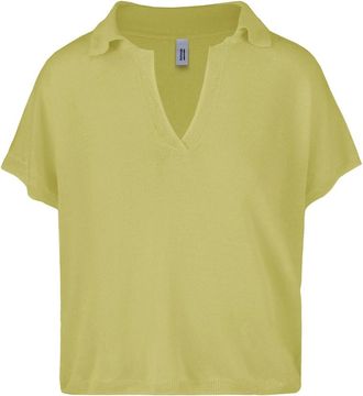 Bomboogie Femme, Blouses et Chemises, Jaune, Taille: 38 FR Polo en lin
