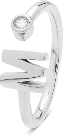 Luxenter Alphabetring aus 925 Sterling Silber mit gl&auml;nzenden Zirkonia und rhodiumbeschichtetem Finish