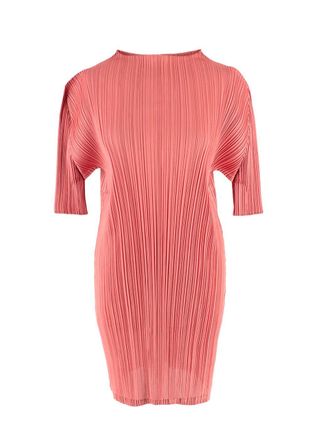 Issey Miyake Issey Miyake Pleats Please Coral Pleated Mini Dress Size L