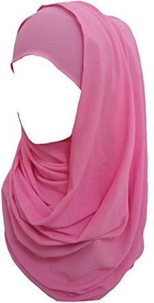 Lina & Lily Écharpe Hijab pour Femme Musulmane, Foulard Tissu Opaque et Léger en Crêpe Bubble (Rose Clair)