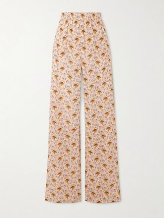 Valentino Garavani Hose Aus Baumwollmusselin Mit Blumenprint - Orange