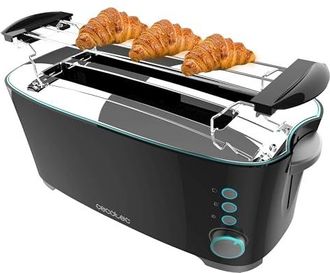 Cecotec Toaster Toast&Taste Extra Double B, 1350W Leistung, Doppelter Langer Schlitz f&uuml;r 2 Toasts, Automatische Abschaltung und Pop-up-Funktion, Edelstahl, Ob