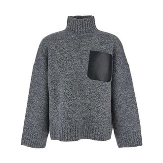 J.W.Anderson Lederpatch-Taschen-Jumper - - Knitwear - Damen - Grau - XS
