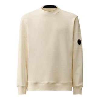 C.P. Company Diagonal Raised Fleece Crewneck Sweatshirt mit Linse - - Sweatshirts & Hoodies - Herren - Wei&szlig; - 2XL
