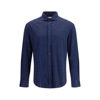 Brunello Cucinelli Homme, Chemises, Bleu, Taille: XL Chemise en jersey