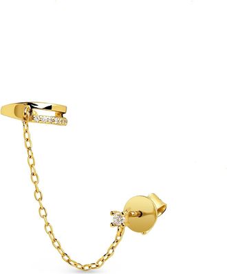 Singularu Einzelner Ohrring Zoe. Sterlingsilber mit 18 kt Goldbeschichtung. Schmuck f&uuml;r Damen