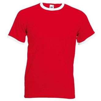 Fruit Of The Loom T-Shirt à Manches Courtes pour Homme (2XL) (Rouge/Blanc)