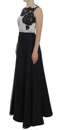 Dolce & Gabbana Womens Floral Silk Sheath Dress Black
