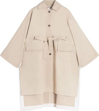 Lanvin Femme, Manteaux, Beige, Taille: 36 FR Gabardine Belted Cape Coat