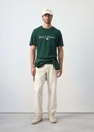 Mango T-shirt 100 % coton imprim&eacute; vert fonc&eacute; - Homme - XL - MANGO MAN