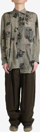 Ziggy Chen floral-print pleated shirt - Nude