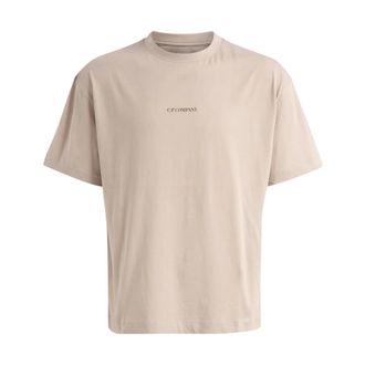 C.P. Company C.p. Company, Homme, Tops, Beige, Taille: L T-Shirt Logo Manches Courtes 30/1 Jersey