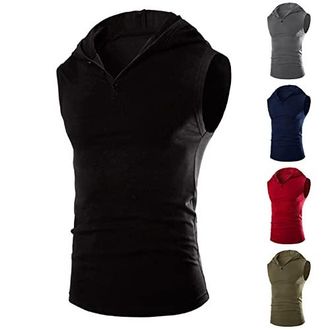 Generic Sweat &agrave; capuche sans manches pour homme - &Eacute;l&eacute;gant pull &agrave; capuche pour entra&icirc;nement de gym - Confortable - Coupe ajust&eacute;e - Couleur unie - L&eacute;ger - Haut 
