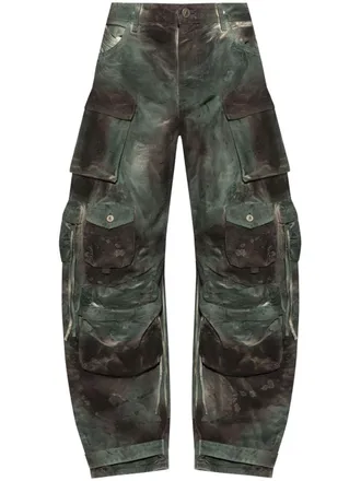 The Attico pantalon imprim&eacute; &agrave; poches cargo - Vert
