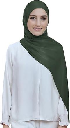 Lina & Lily Hijab Foulard Femme Musulmane en Crêpe Organza avec Reflets Argentés (Vert Jungle)