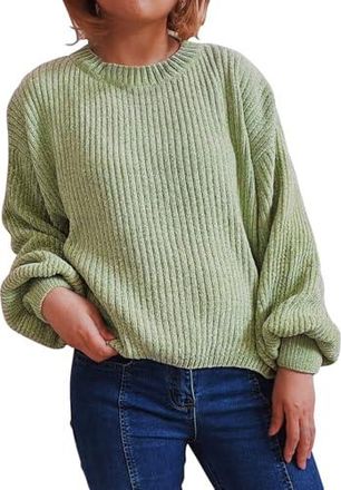 Generic Pull &agrave; col rond en chenille chaud pour femme - Style d&eacute;contract&eacute; - Manches longues - Automne - Hiver - Uni - &Eacute;l&eacute;gant - Manches manchettes - Coupe ampl