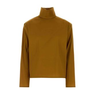 Saint Laurent High Neck Long Sleeve Top - - Tops - Damen - Orange - M