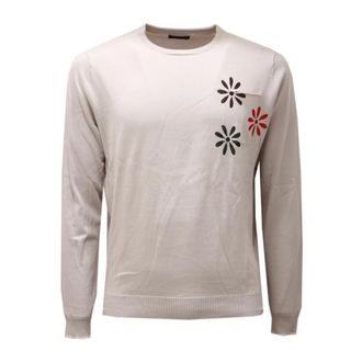 AT.P. CO A16418 M 910 Bedruckter Baumwollpullover - - Knitwear - Herren - Beige - M