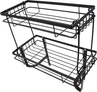 SOLUSTRE Over The Toilet Storage Shelf Doppellagiges Abnehmbares Badregal mit No-Drill-Installation Moderner Organizer für Home Dorm Hotel Vielseitiger Staurau