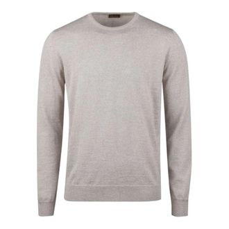 Stenstr&ouml;ms Merino Wollpullover mit Rundhalsausschnitt und Patch - - Knitwear - Herren - Beige - 2XL