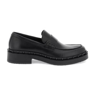 Valentino Garavani Homme, Chaussures, Noir, Taille: 40 EU Mocassins clout&eacute;s en cuir