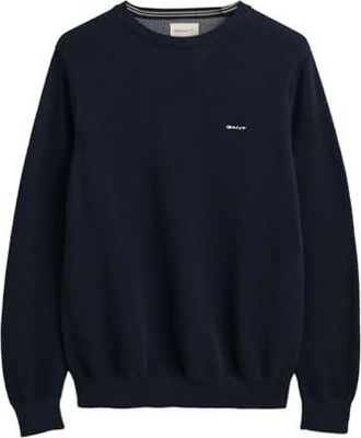 GANT Col en C en Coton piqué Sweater, Bleu Nuit, XXL Homme