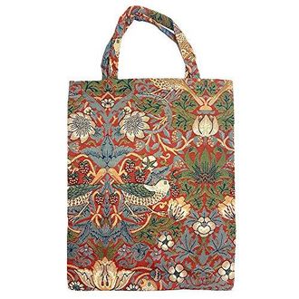 SIGNARE Sac fourre-tout r&eacute;utilisable et respectueux de lenvironnement avec motif William Morris (Strawberry Thief Red, ECO-STRD)