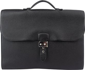 Herm&egrave;s Crossbody Bags - Hermes Noir Leather Sac a Depeches Business Handba - Gr. unisize - in Schwarz - f&uuml;r Damen