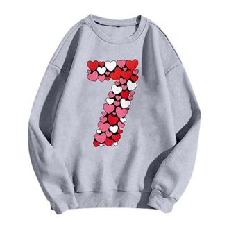 Generic Pull Femme Col Rond Sweatshirt Manches Longues Pull Sans Capuche Haut Saint-Valentin Pull Saint-Valentin Sweatshirt pour Femmes Hommes Dr&ocirc;le Amour Imp