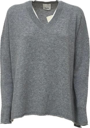 Allude Pull &agrave; col en V - Femme - Pulls - Gris - Taille: 40 FR