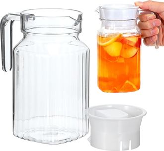 BESPORTBLE 600Ml Transparent Kunststoff Krug mit Deckel- Freundliche Carafes Mix Getr&auml;nke Wasser Krug f&uuml;r Hei&szlig;e Kalte Limonade Saft Getr&auml;nke Glas EIS Tee Wasserk