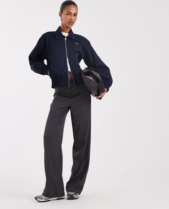 Lacoste Veste en coton avec col c&ocirc;tel&eacute; - Bleu marine