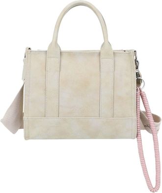 Fritzi Aus Preu&szlig;en Fritzi SquareN Vintage Sand Crossbody Kunstleder Damen Umh&auml;ngetasche Handtasche Festival City vegan abnehmbarer Anh&auml;nger Vintage-Waschung 20,5 x 26 x 