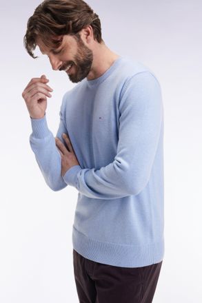 Eden Park Pull Col Rond En Laine Et Coton Ciel