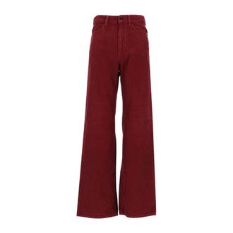 Amish Linda Weit Hosen mit Rippenstrick - - Trousers - Damen - Rot - W27