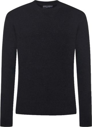 Dolce & Gabbana Homme, Pulls, Noir, Taille: XL Pull Basique en Laine M&eacute;lang&eacute;e