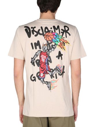 Disclaimer Logo Print Cotton T-Shirt - Beige