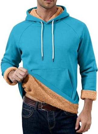 Generic Sweat &agrave; capuche pour homme - Cordon de serrage - T-shirt &agrave; manches longues - Couleur unie - Sweat &agrave; capuche doubl&eacute; - Confortable - Pull en polaire d&eacute;c