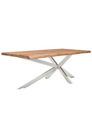Landscape Esstisch, Akazie, Edelstahl, Holz, Metall, Akazie, Hartholz, Holz, rechteckig, Sternfu&szlig;, 100x76x200 cm, Esszimmer, Tische, Esstische