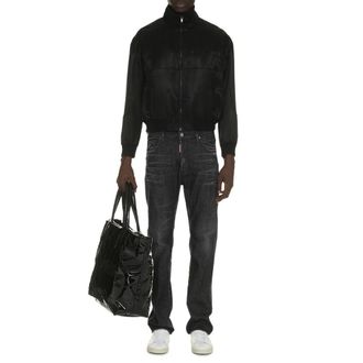 Saint Laurent Mens Black Silk Bomber Clothing