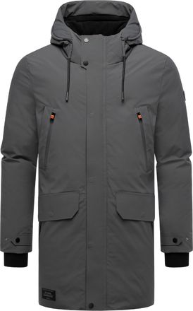 Stone Harbor Herren warmer Wintermantel lang Winterparka mit Fleece-Innenfutter, zahlreichen Taschen innen und au&szlig;en und gro&szlig;er Kapuze Kitraan XX Anthracite Gr. XX