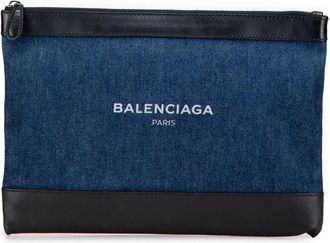 Balenciaga Clutches - Denim Navy Clip M Clutch - Gr. unisize - in Blau - f&uuml;r Damen