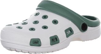 Brandsseller Sabots de jardin pour femme, chaussures de jardin, chaussures de bain, mules légers, Blanc/vert, 36 EU