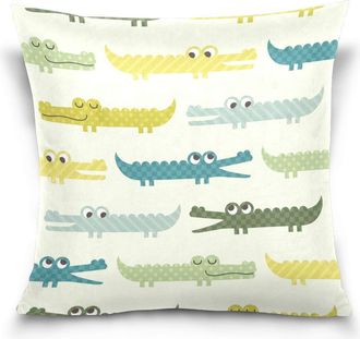 Linomo Kissenbezug 40x40 cm, S&uuml;&szlig; Tier Krokodil Karikatur Dekorative Kissenbezug Kissenh&uuml;lle f&uuml;r Couch Sofa Bett Hause