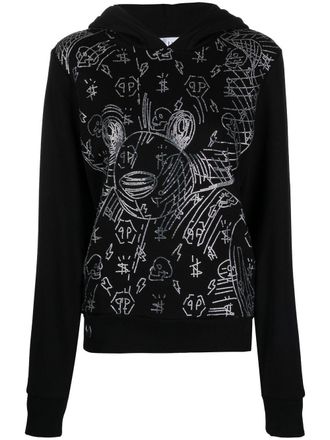 Philipp Plein hoodie Teddy Bear &agrave; sequins - Noir